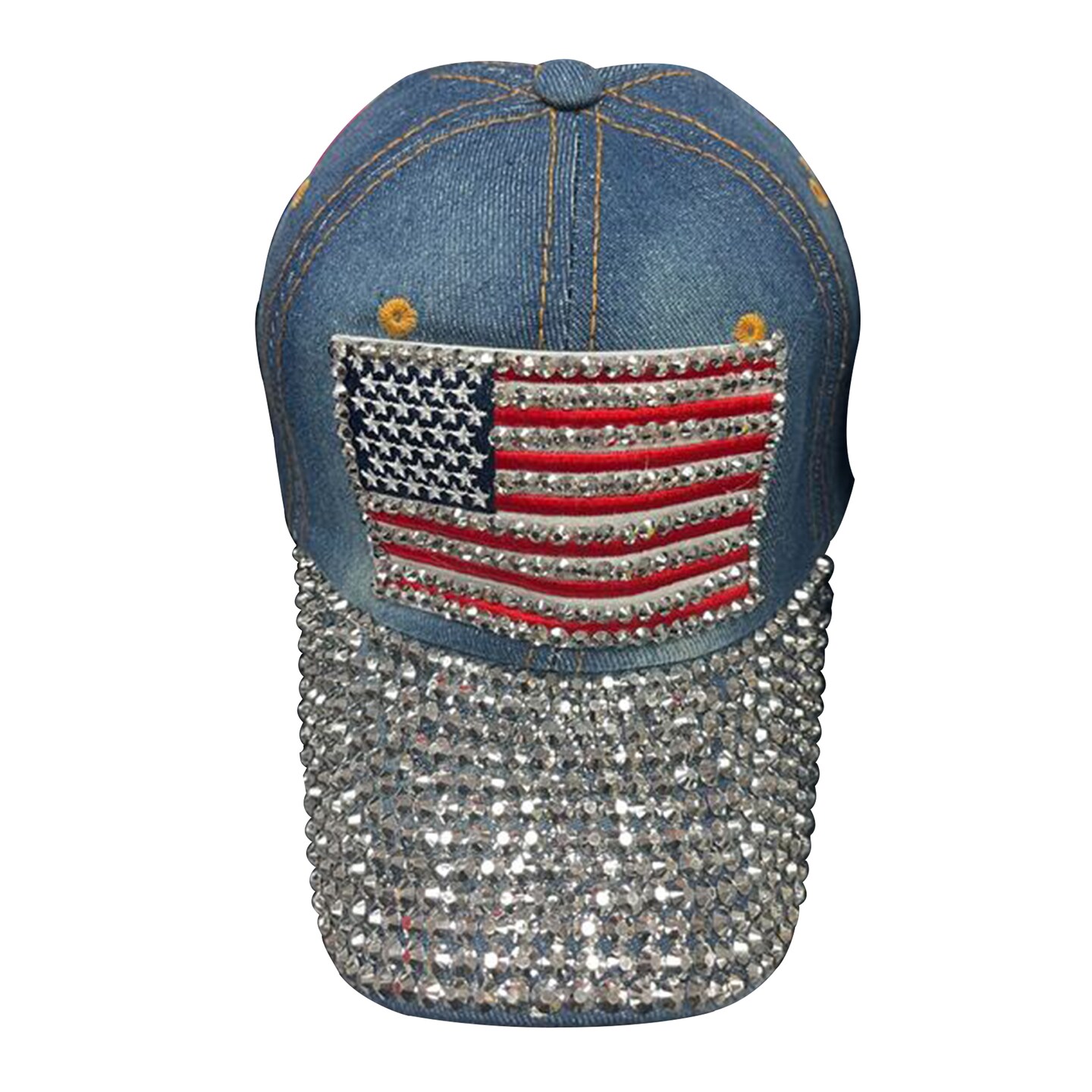 Radyan Baseball Caps for Women - Sparkle Rhinestone Hats - Denim Hip ...