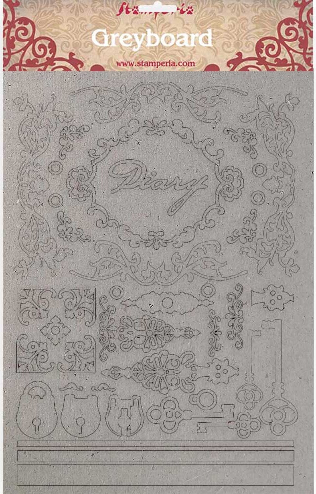 Stamperia Greyboard Cut-Outs A4 1mm Thick-Diary, Calligraphy | Michaels