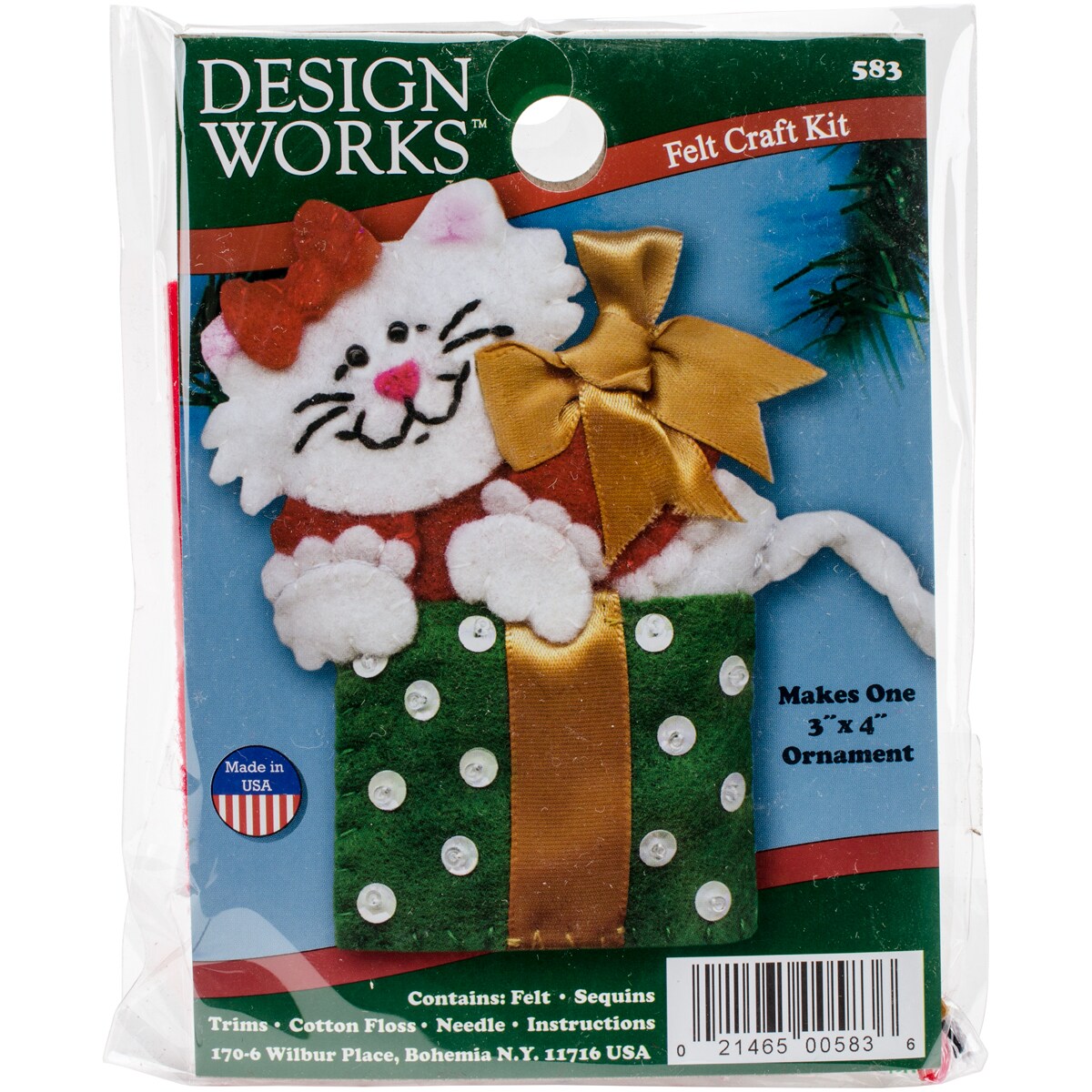 Design Works Felt Ornament Applique Kit 3"X4"-Cat In Box | Michaels