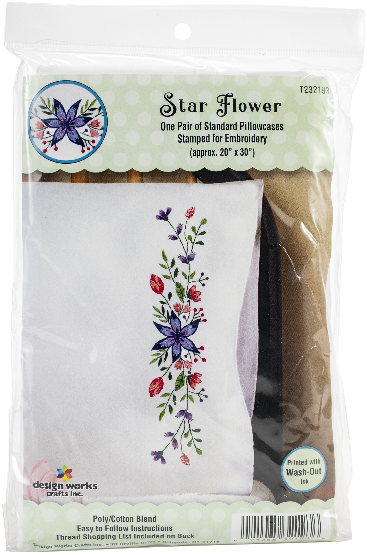Tobin Stamped For Embroidery Pillowcase Pair 20"X30"-Star Flower | Michaels