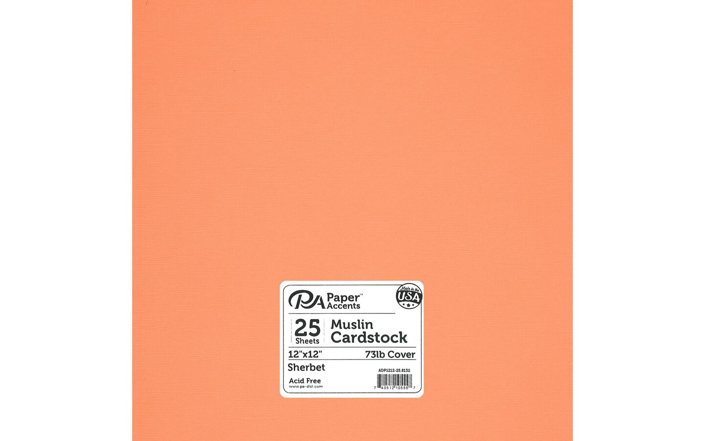 PA Paper Accents Muslin Cardstock 12" x 12" Sherbet, 73lb colored ...