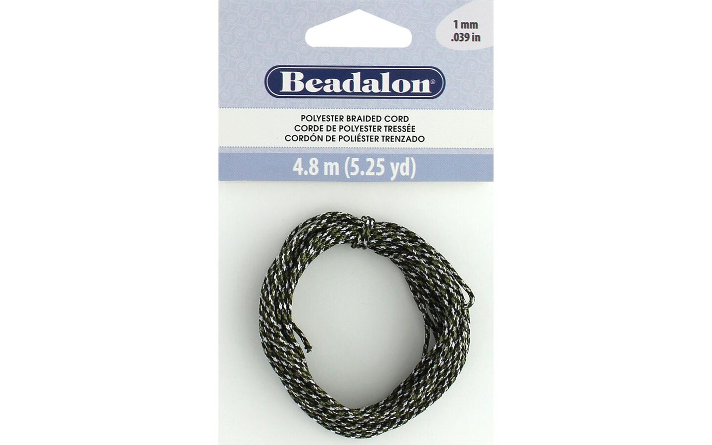 Beadalon Poly Braided Cord 1mm 5.25yd Blk,Grey,Wht | Michaels