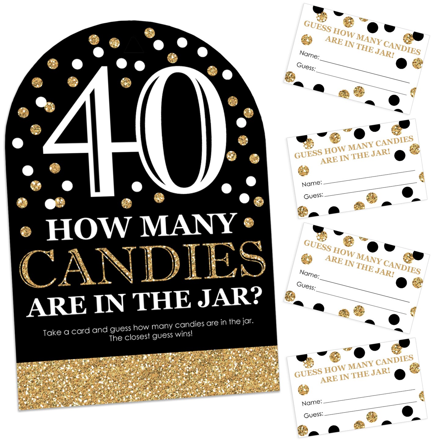 Big Dot of Happiness Adult 40th Birthday - Gold - How Many Candies ...