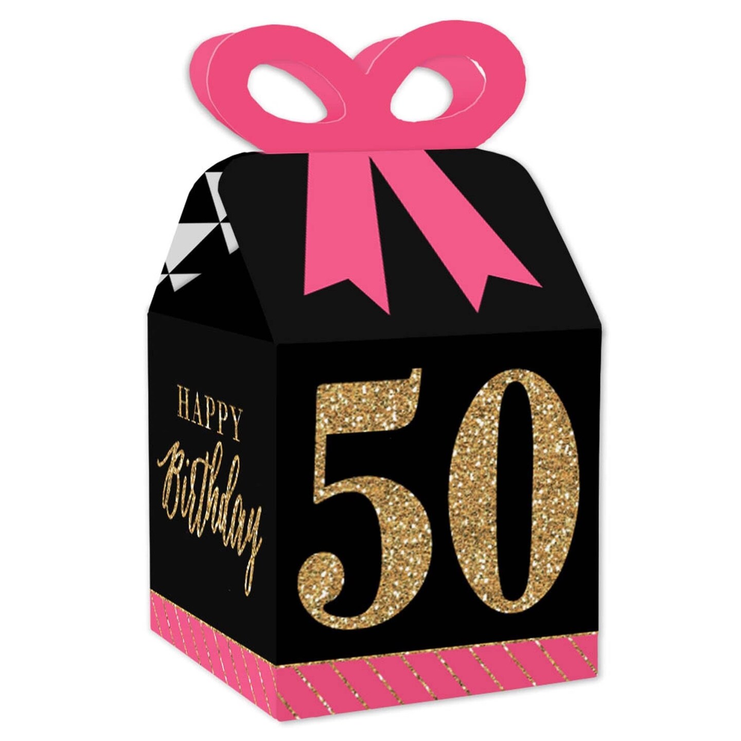 Big Dot of Happiness Chic 50th Birthday - Pink, Black and Gold - Square ...