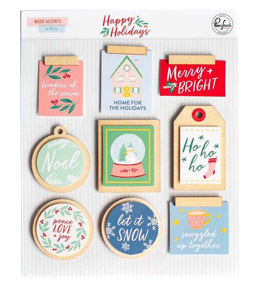Pinkfresh Wood Accent Stickers-Happy Holidays | Michaels