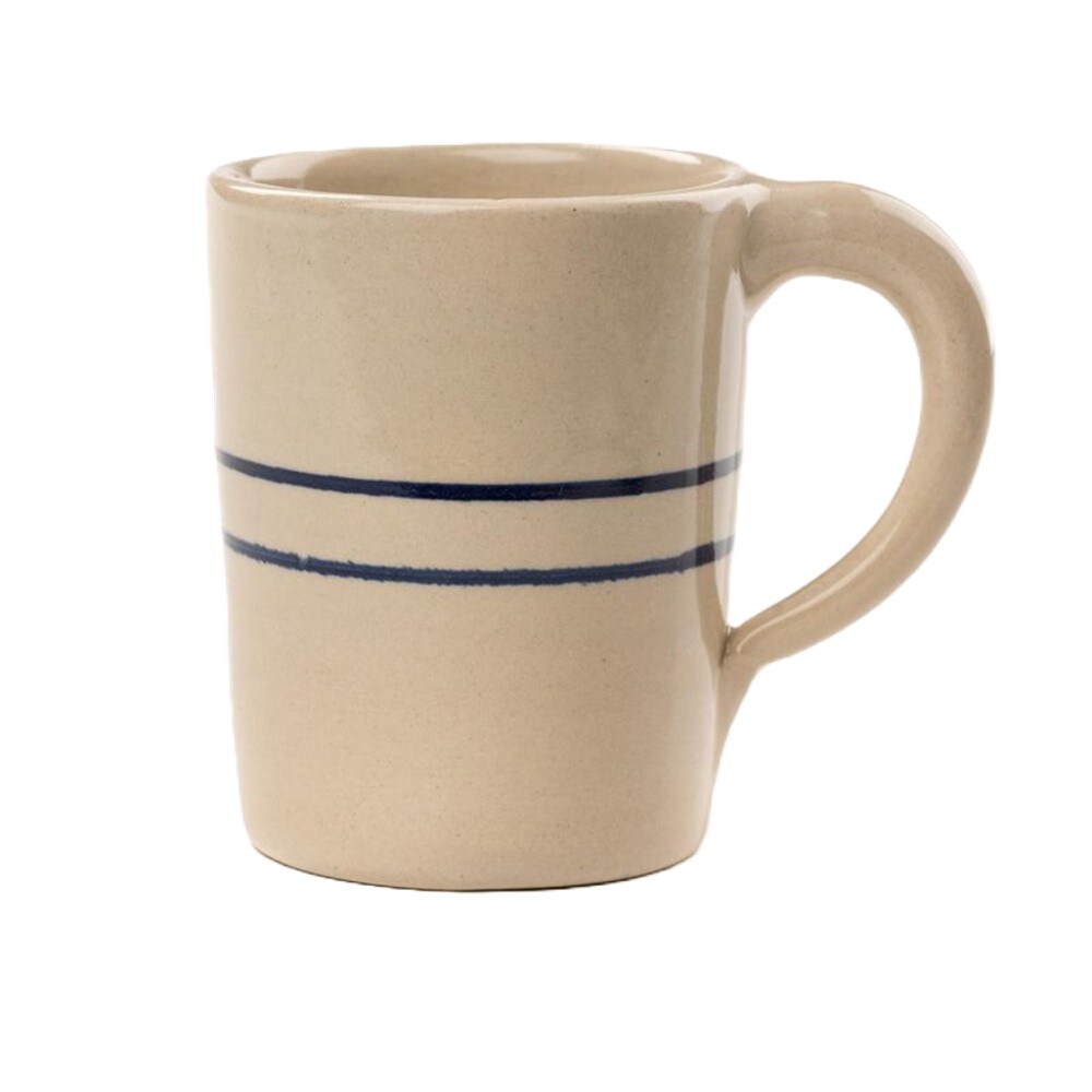 Martinez Pottery Tumbler Drinking Mug Heritage Blue Stripe Stoneware ...