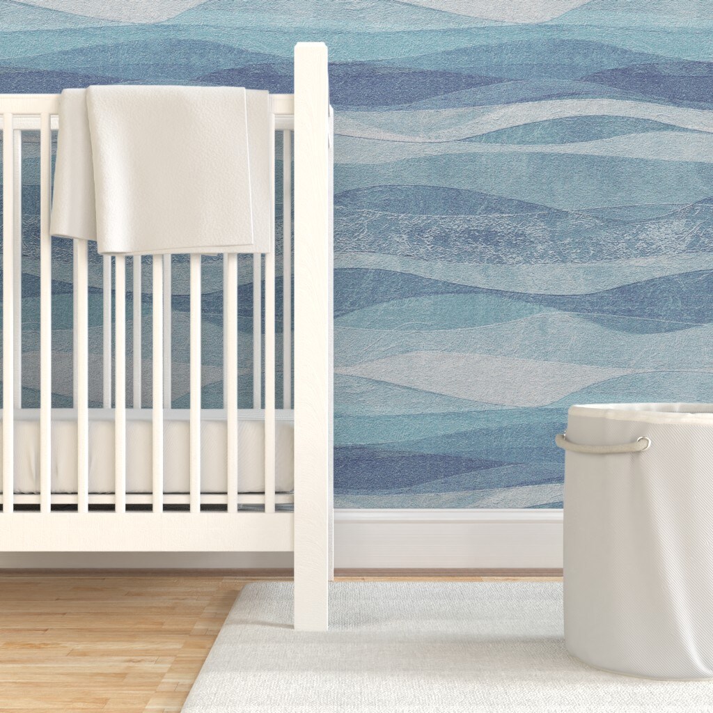 Pre-Pasted Wallpaper 2FT Wide abstract ocean wave,coastal nautical ...