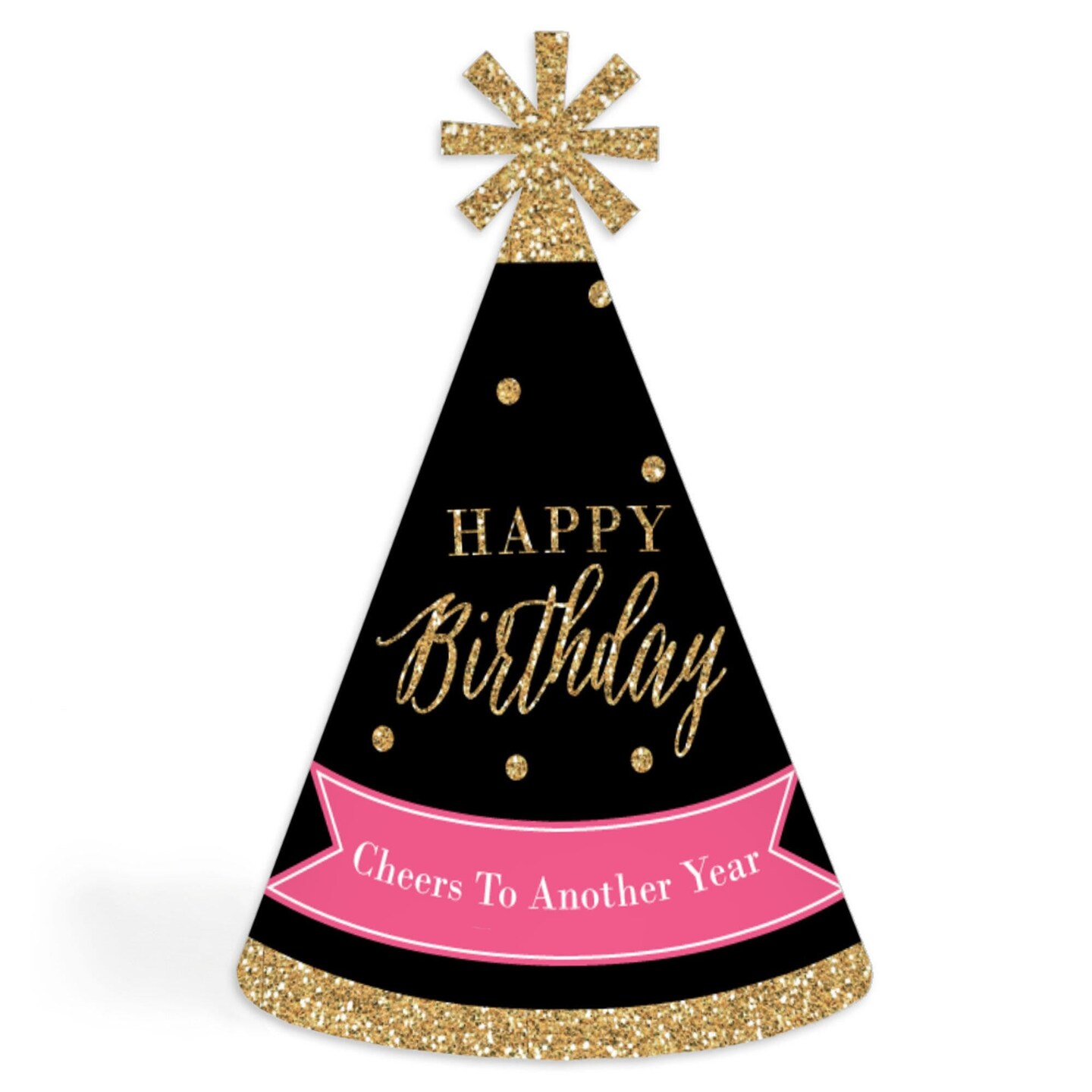 Big Dot of Happiness Chic Happy Birthday - Pink, Black and Gold - Cone ...