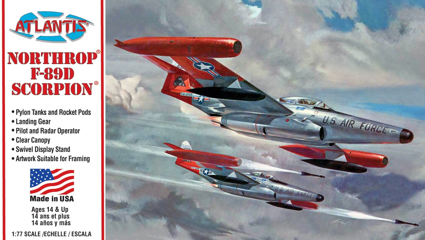 Atlantis Plastic Model Kit With Swivel Stand-Northrop F-89D Scorpion ...