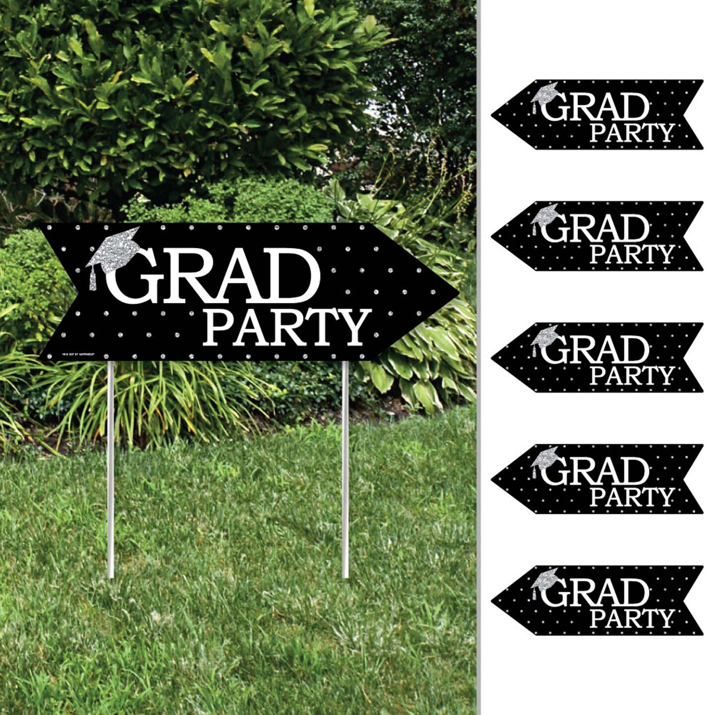 Big Dot of Happiness Arrow Silver Graduation Party Direction Signs ...