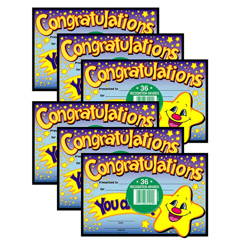 Congratulations Recognition Awards, 36 Per Pack, 6 Packs | Michaels