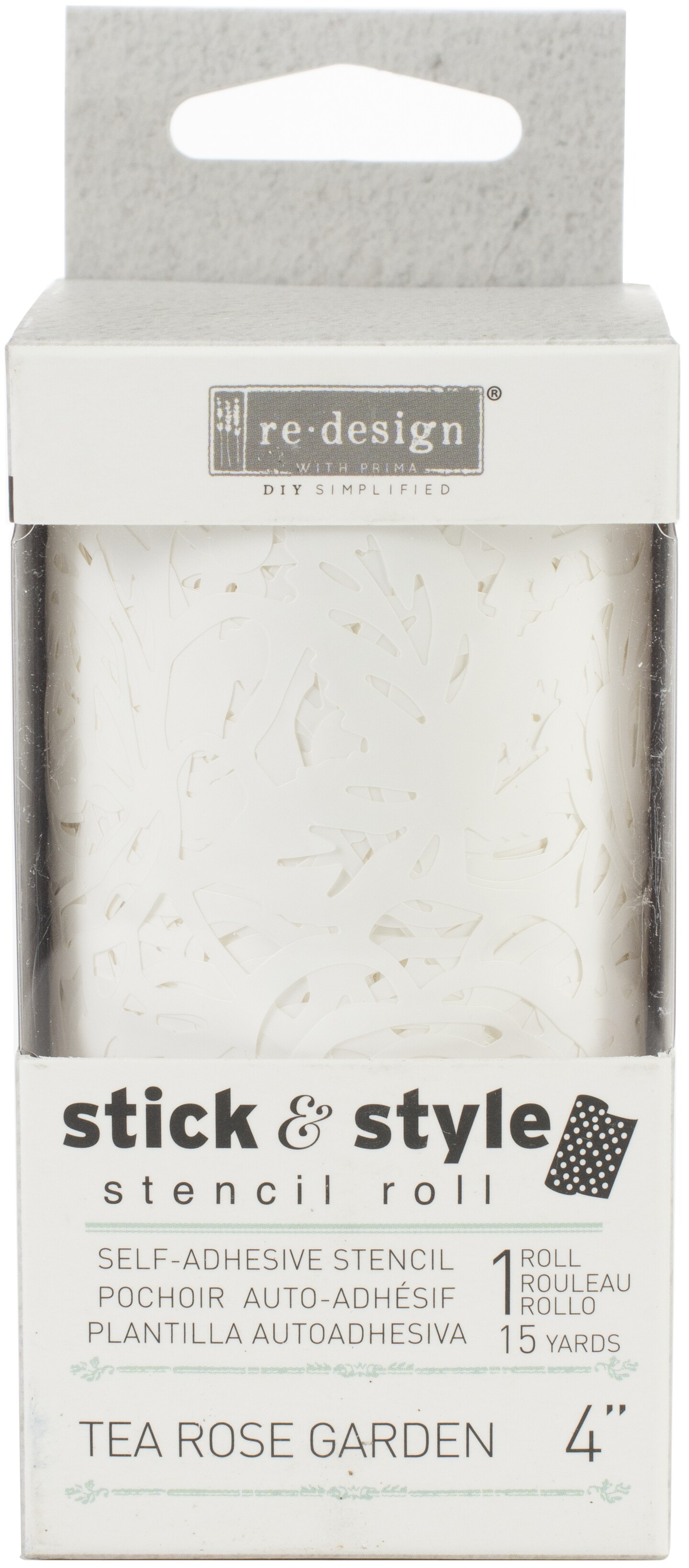 Prima Re-Design Stick & Style Stencil Roll 4"X15yd-Tea Rose Garden ...