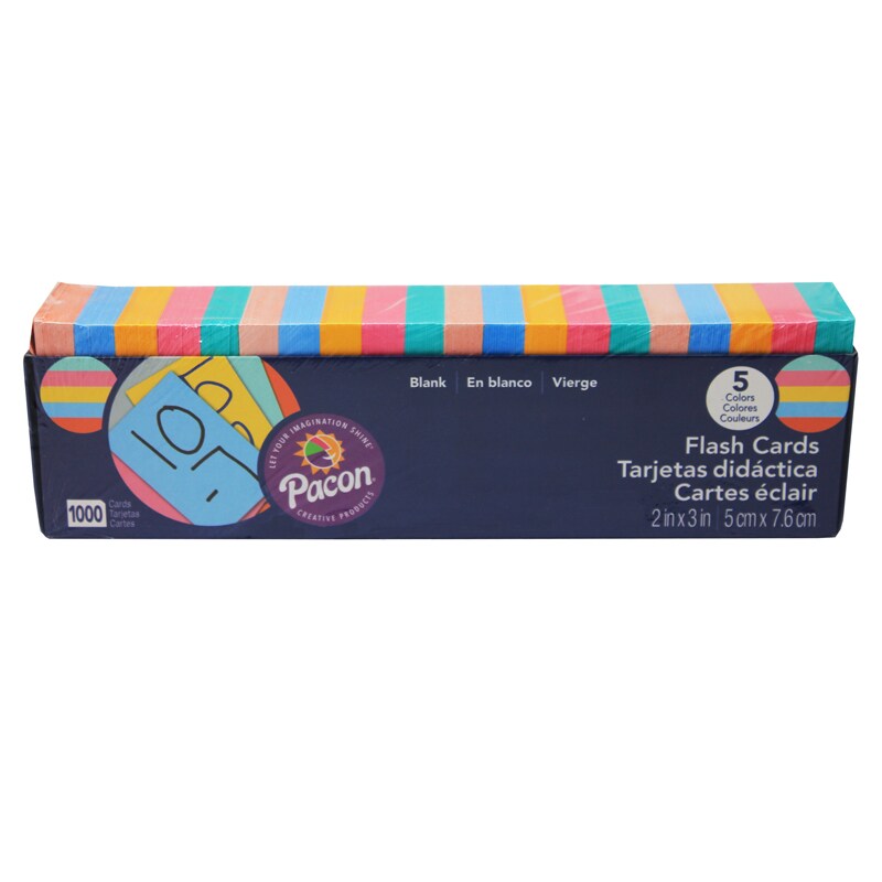Blank Flash Cards with Dispenser Box, 5 Assorted Colors, Unruled 3" x 2 ...
