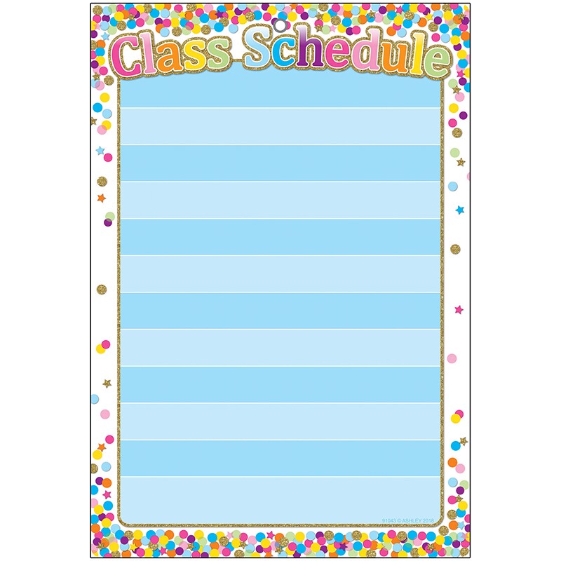 Smart Poly™ Chart, 13" x 19", Confetti Class Schedule, w/Grommet | Michaels