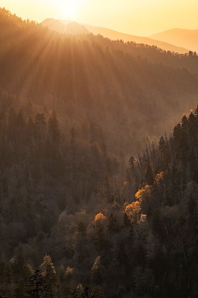 Spring sunset from Morton Overlook-Great Smoky Mountains National Park ...