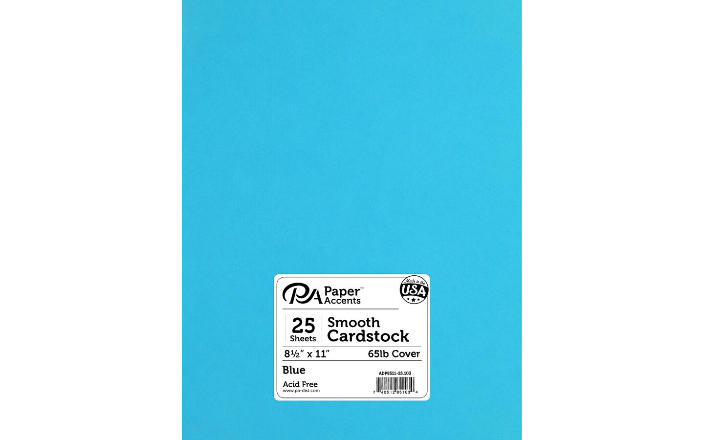 PA Paper Accents Smooth Cardstock 8.5" x 11" Blue, 65lb colored ...