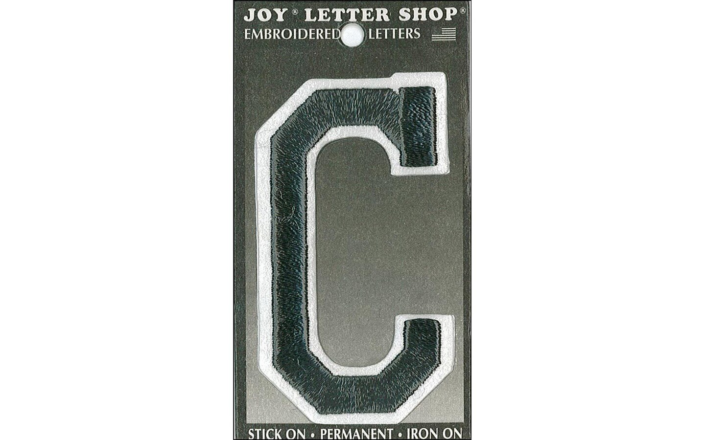 Joy Applique Letter Iron On Varsity 3" Black C | Michaels
