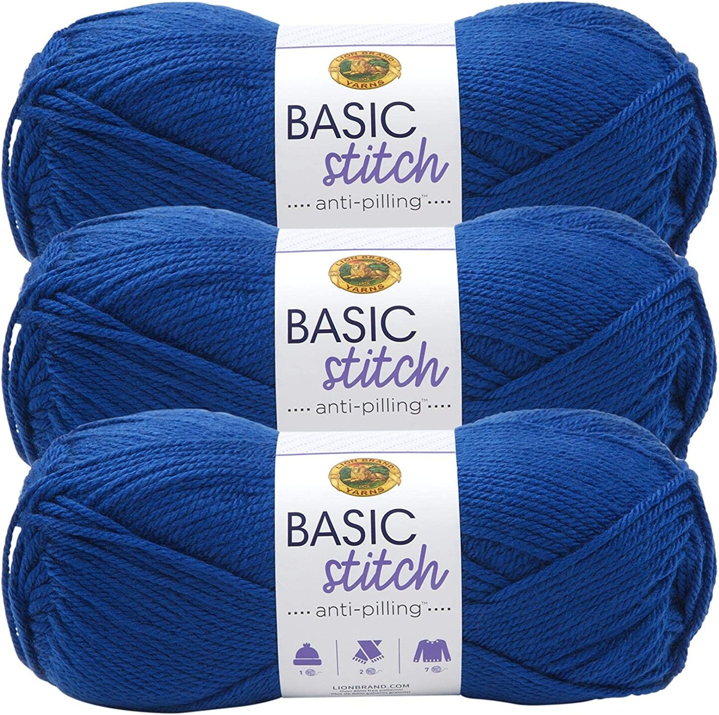 (Pack of 3) Lion Brand Basic Stitch Anti-Pilling Yarn-Royal Blue | Michaels