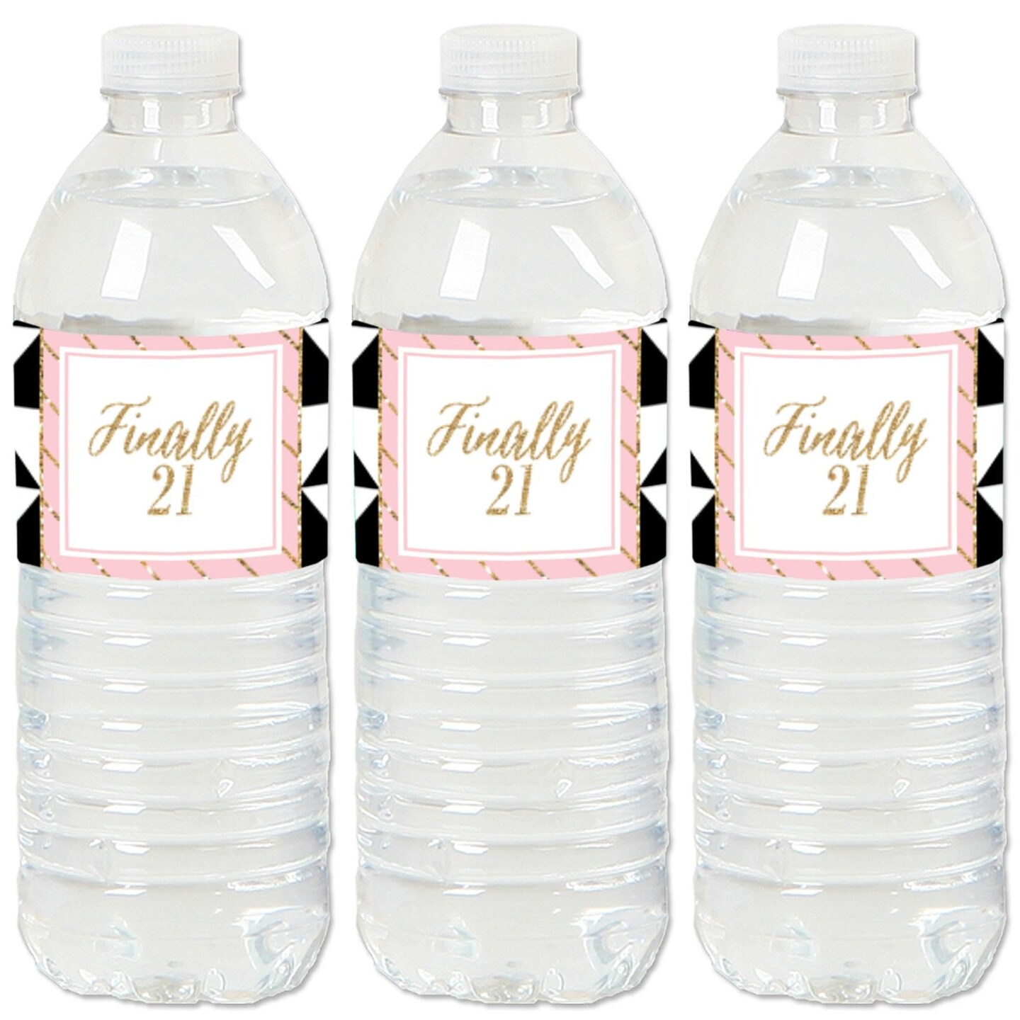 Big Dot of Happiness Finally 21 Girl - 21st Birthday Party Water Bottle ...