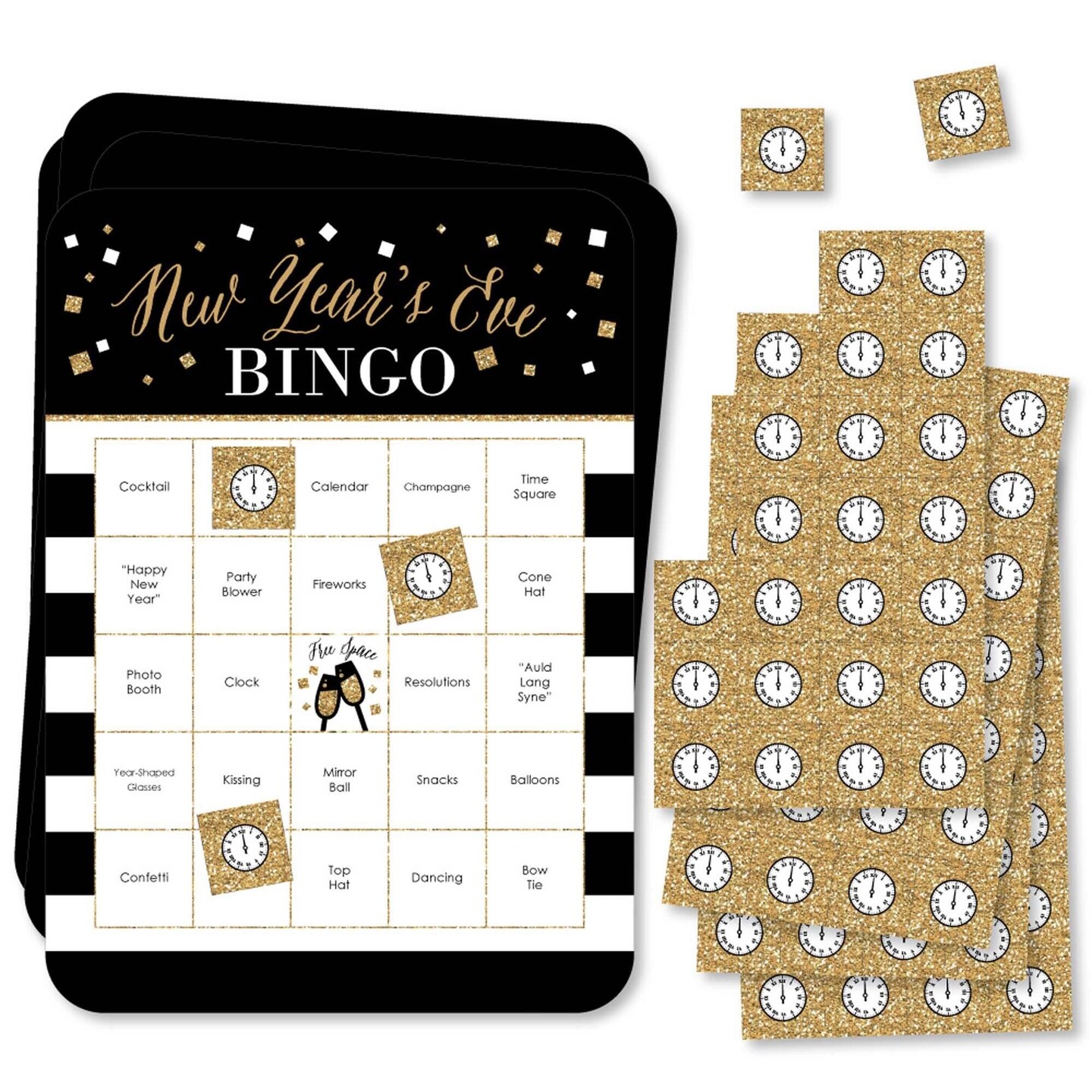 Big Dot Of Happiness New Year s Eve Gold Bar Bingo Cards And 