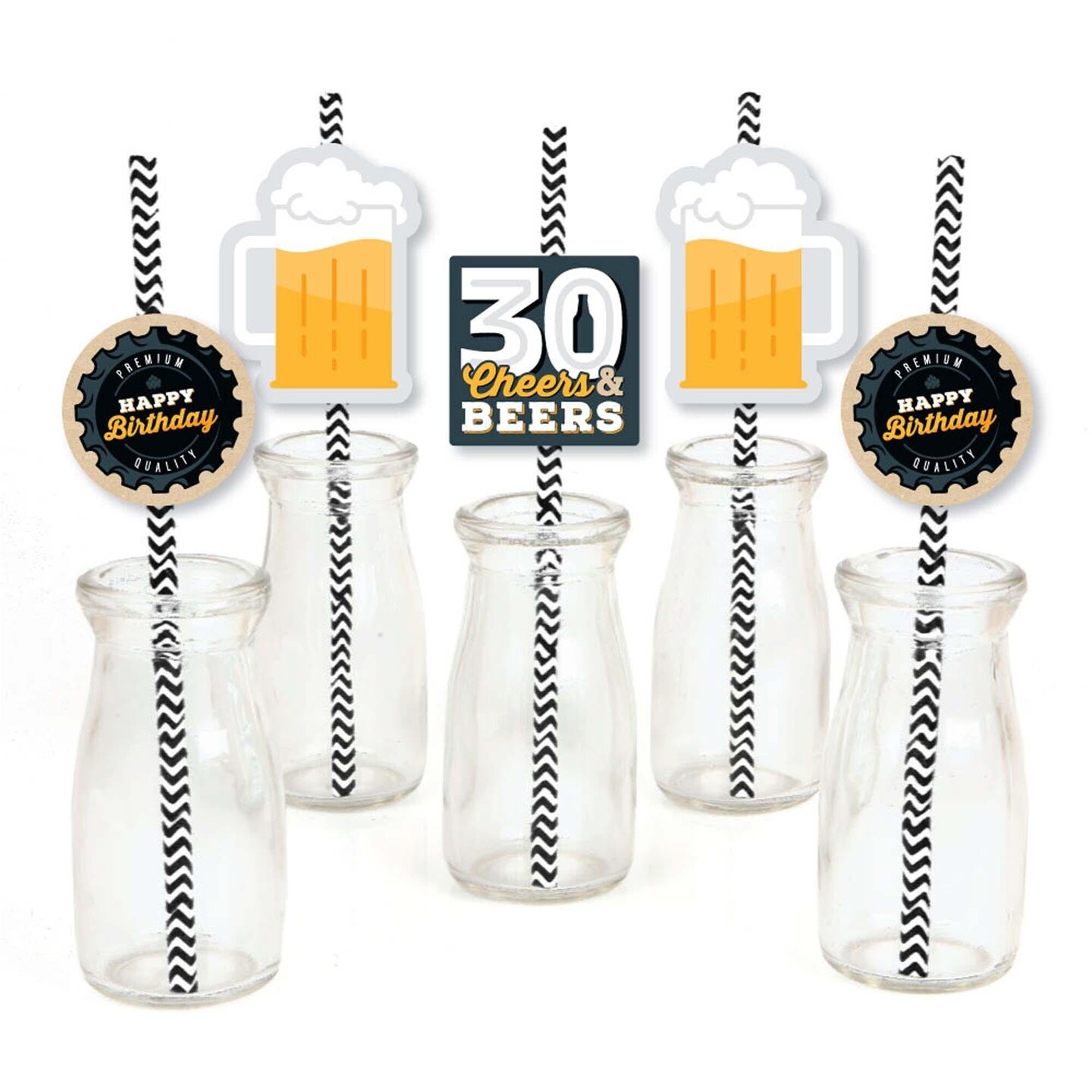 Big Dot of Happiness Cheers and Beers to 30 Years - Paper Straw Decor ...