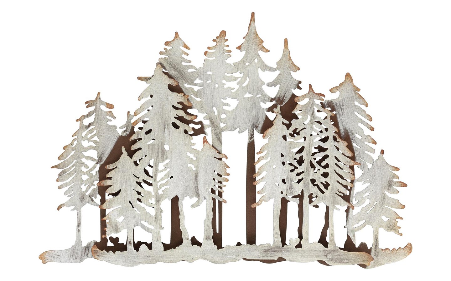 Sierra Pacific Wall Art Iron Layered Trees, Silver & Brown, painted and ...