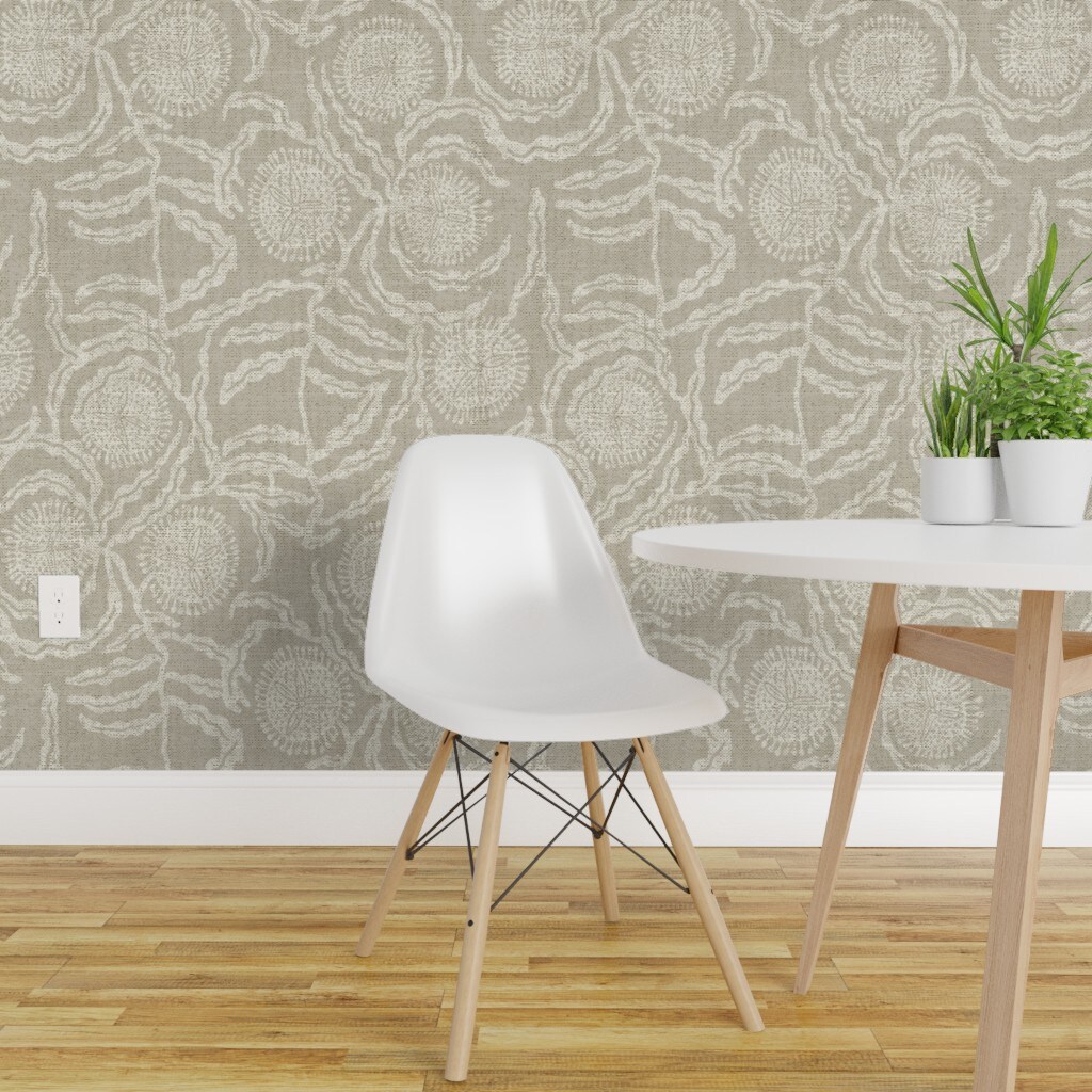 Pre Pasted Wallpaper 2ft Wide Vintage Floral Neutral Natural Linen Look