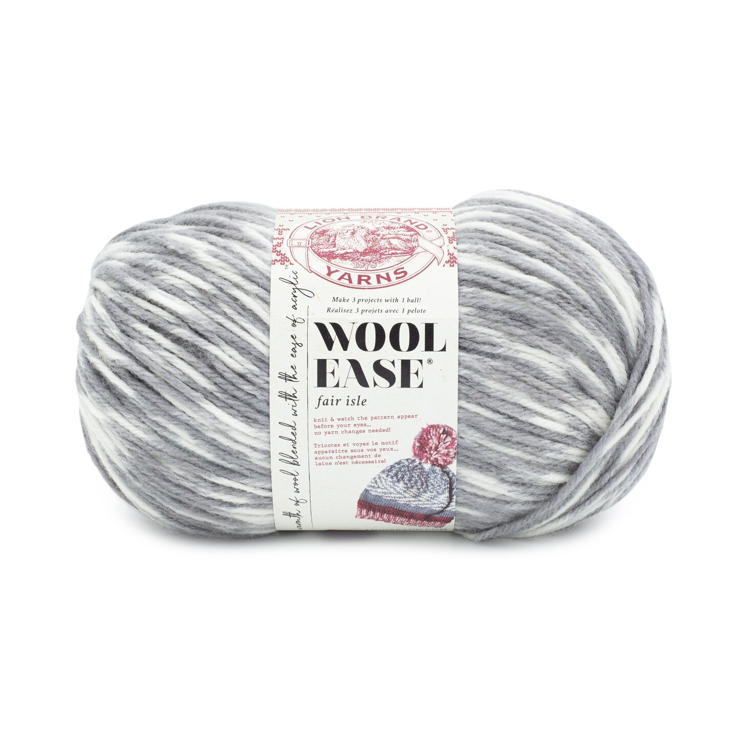 Lion Brand Wool-Ease Fair Isle Yarn-Ice/Grey | Michaels