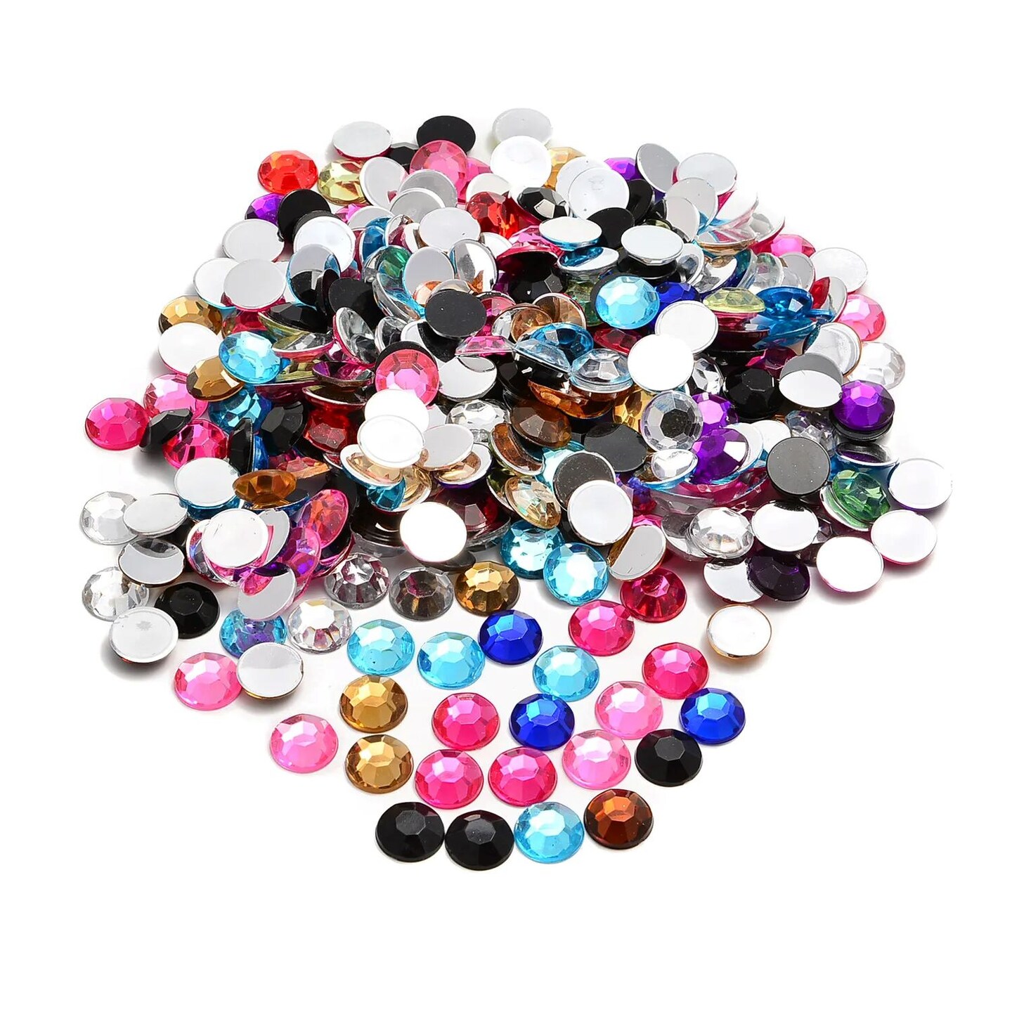 Kitcheniva Flat Back Acrylic Rhinestones Round Loose Beads Mix Color ...