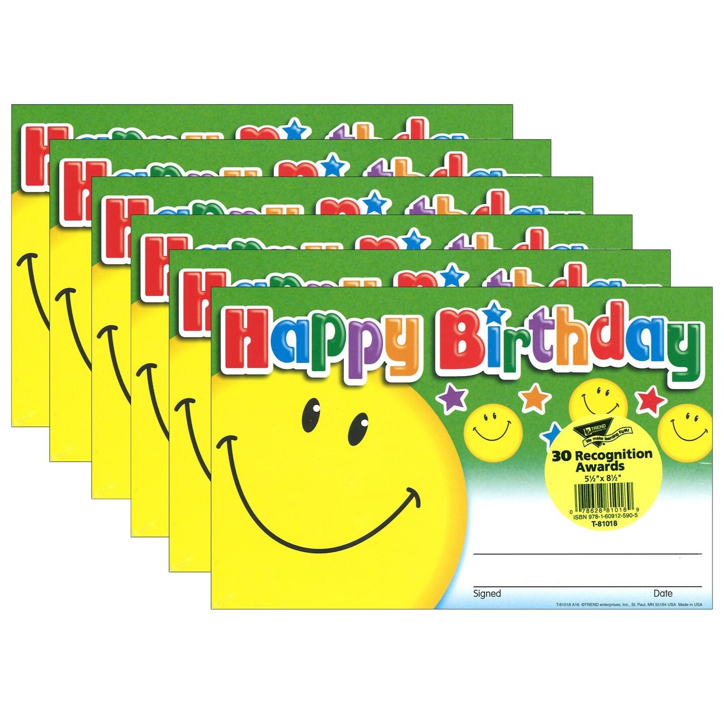Happy Birthday Smile Recognition Awards, 30 Per Pack, 6 Packs | Michaels