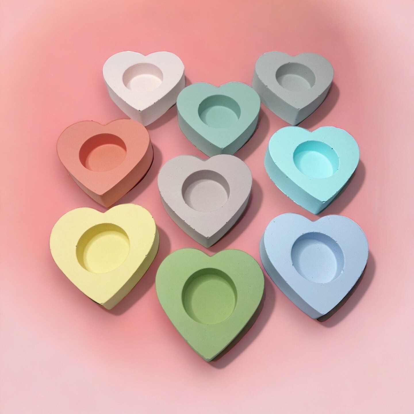 Heart Shaped Candle Holder, Concrete Heart Candle Holder, Heart Candle ...