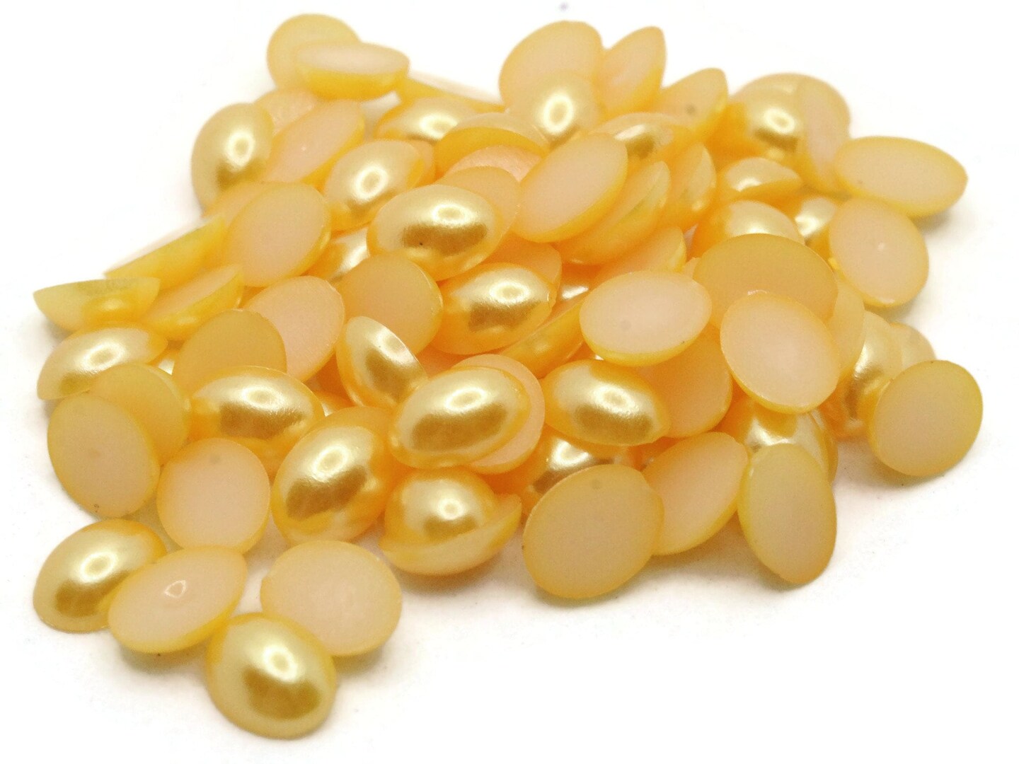 100 8mm x 6mm Yellow Pearl Oval Flatback Plastic Cabochons | Michaels