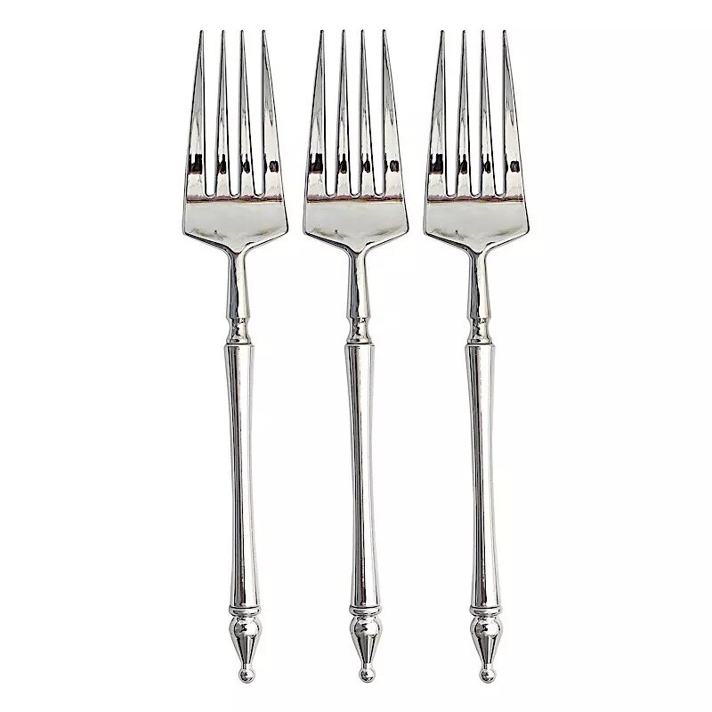 SILVER 24 Plastic 6" Dessert FORKS Roman Column Handle | Michaels