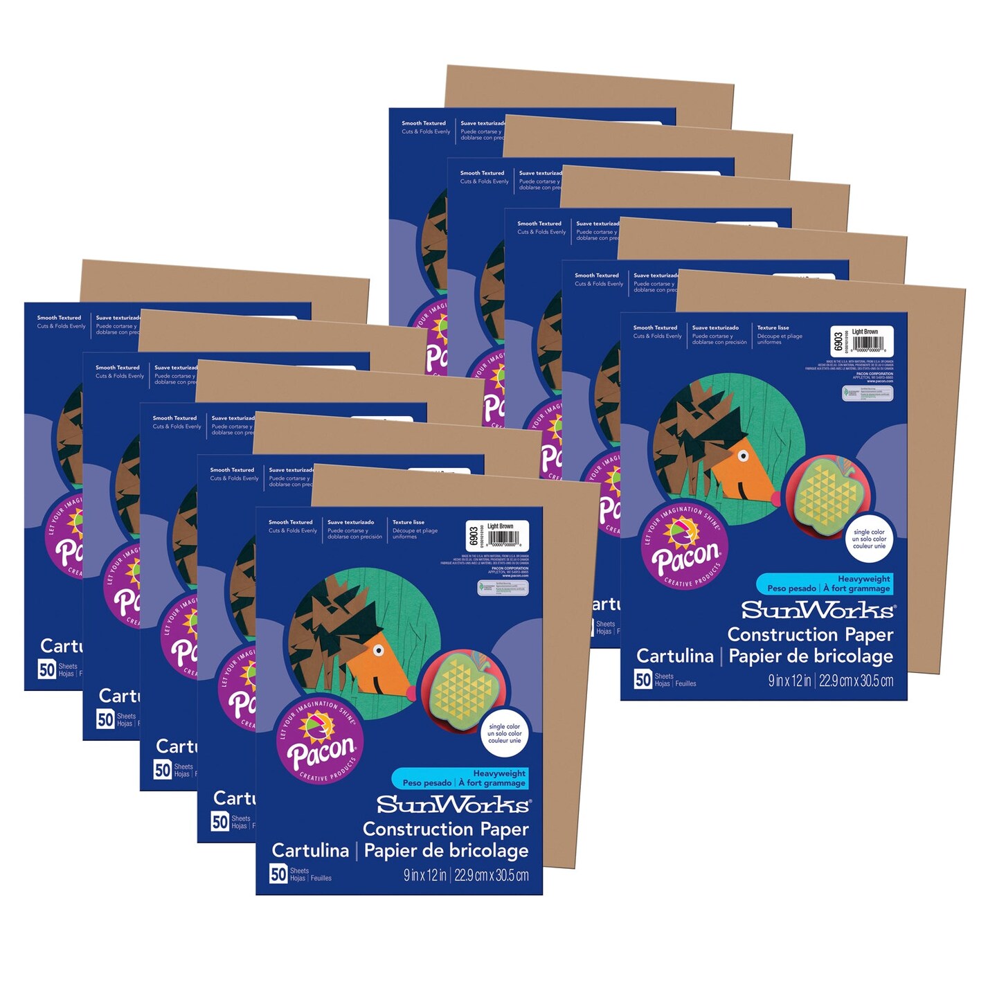 Construction Paper, Light Brown, 9" x 12", 50 Sheets Per Pack, 10 Packs ...