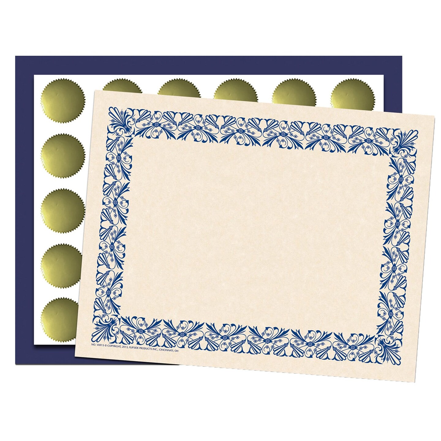 Art Deco Set - Blue Border Paper, Plain Folders, Gold Seals | Michaels