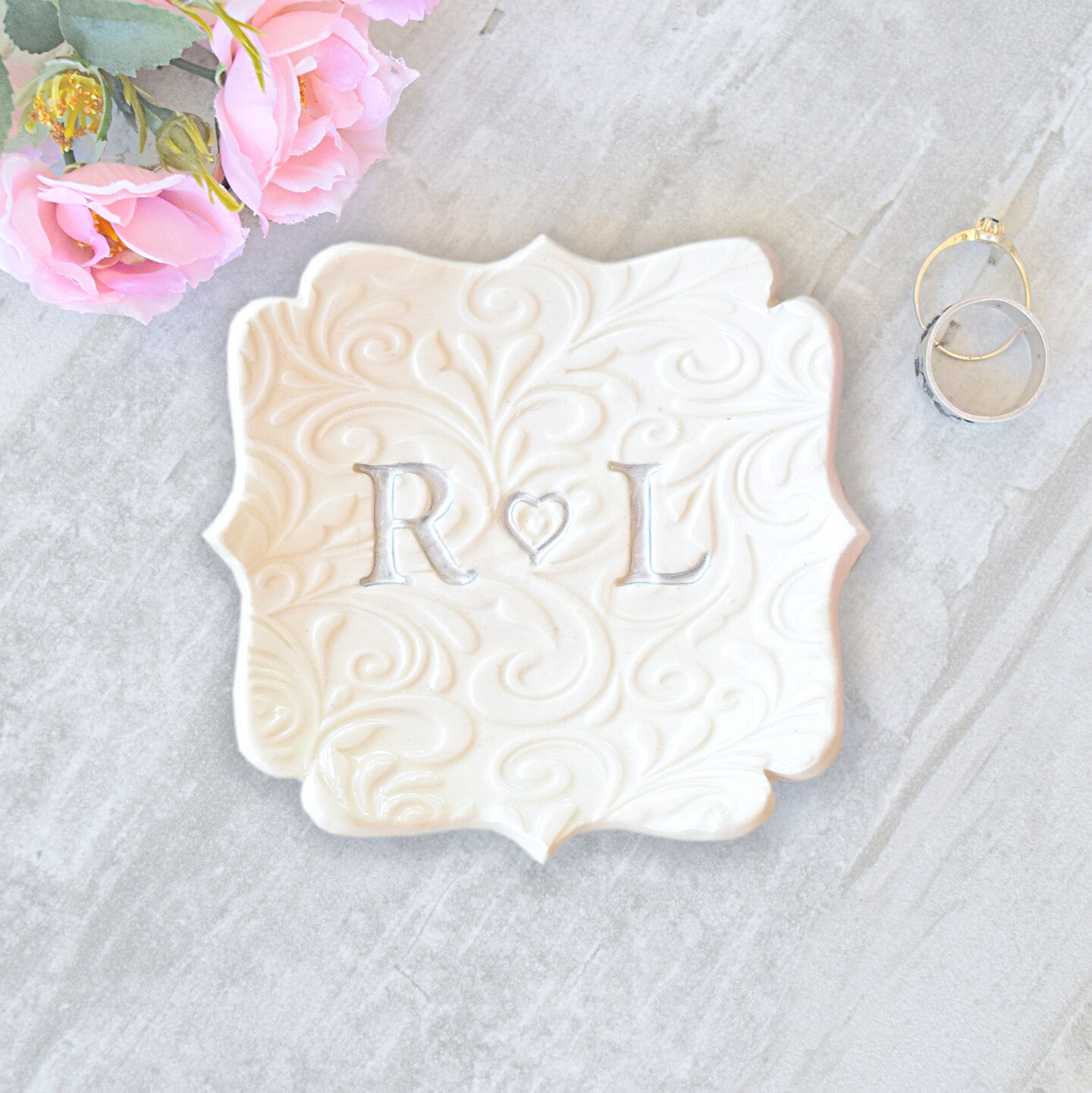 Custom Monogram Tray Personalized Wedding Ring Dish Jewelry Holder ...