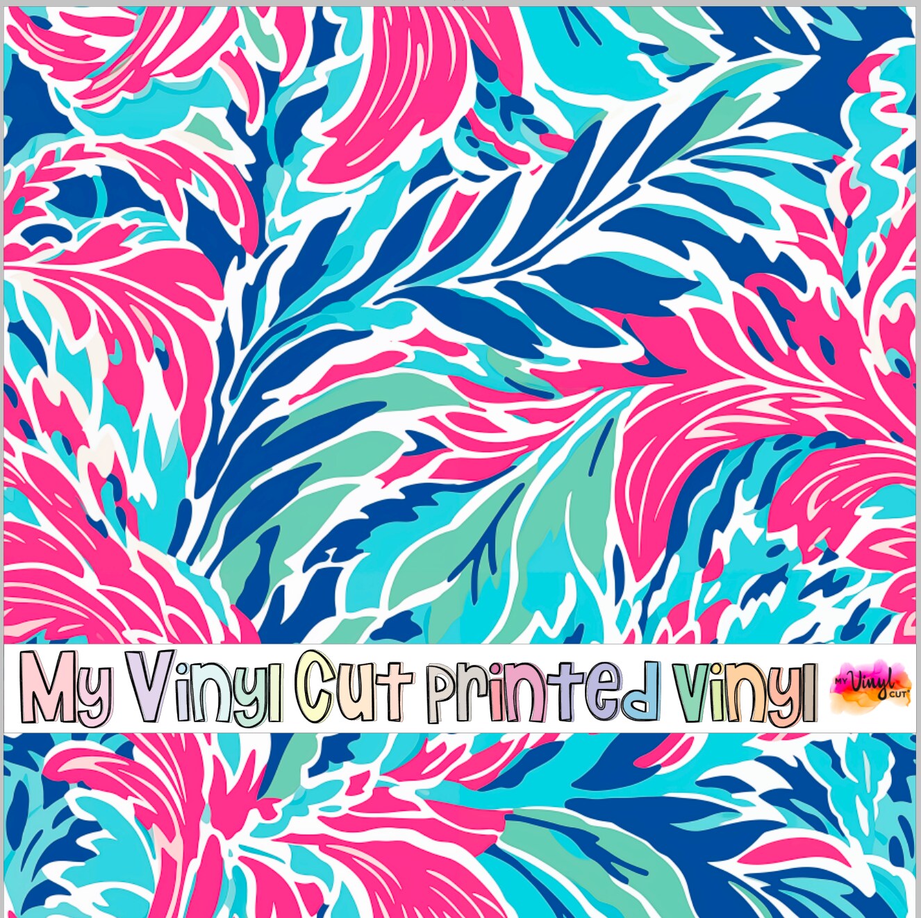 12 x 12 inch Sheet of Printed Vinyl or HTV in the Preppy Fronds R ...