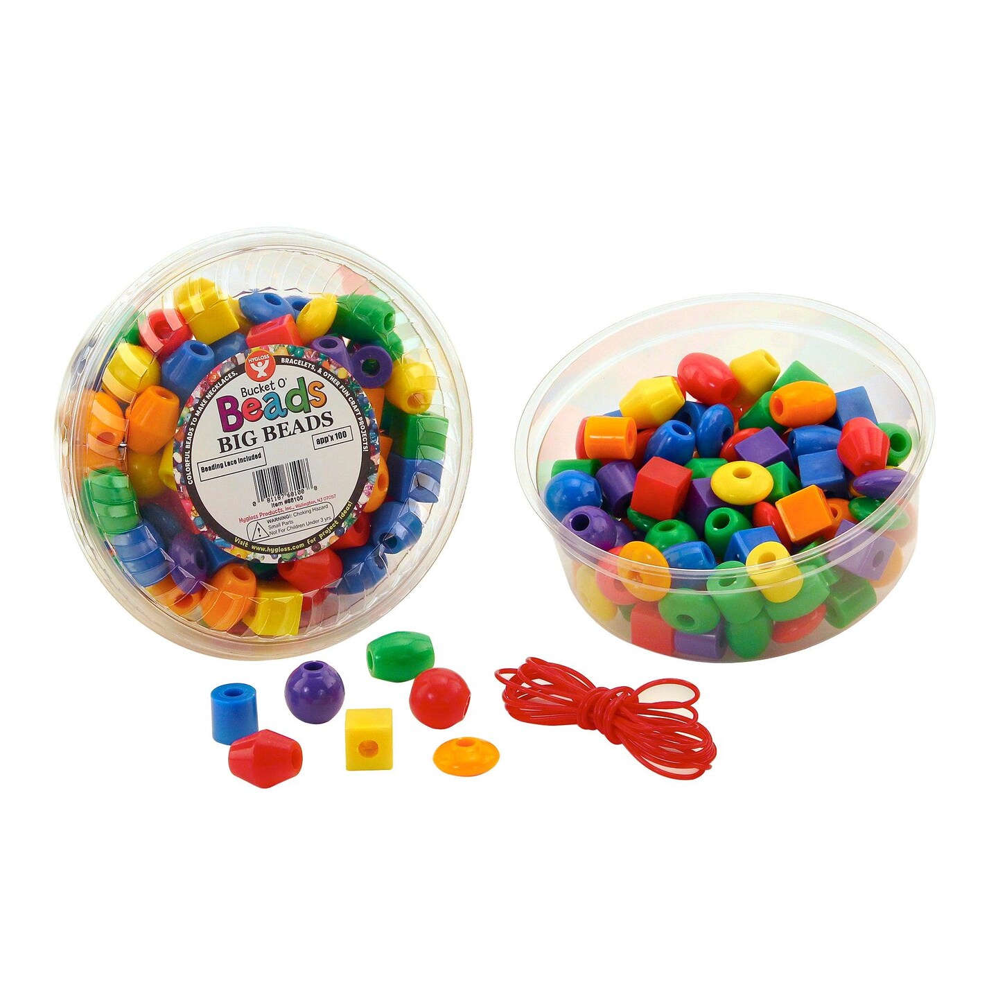 Bucket O' Beads, Big Beads with Lacing Lanyard, 16 oz. Opaque ...