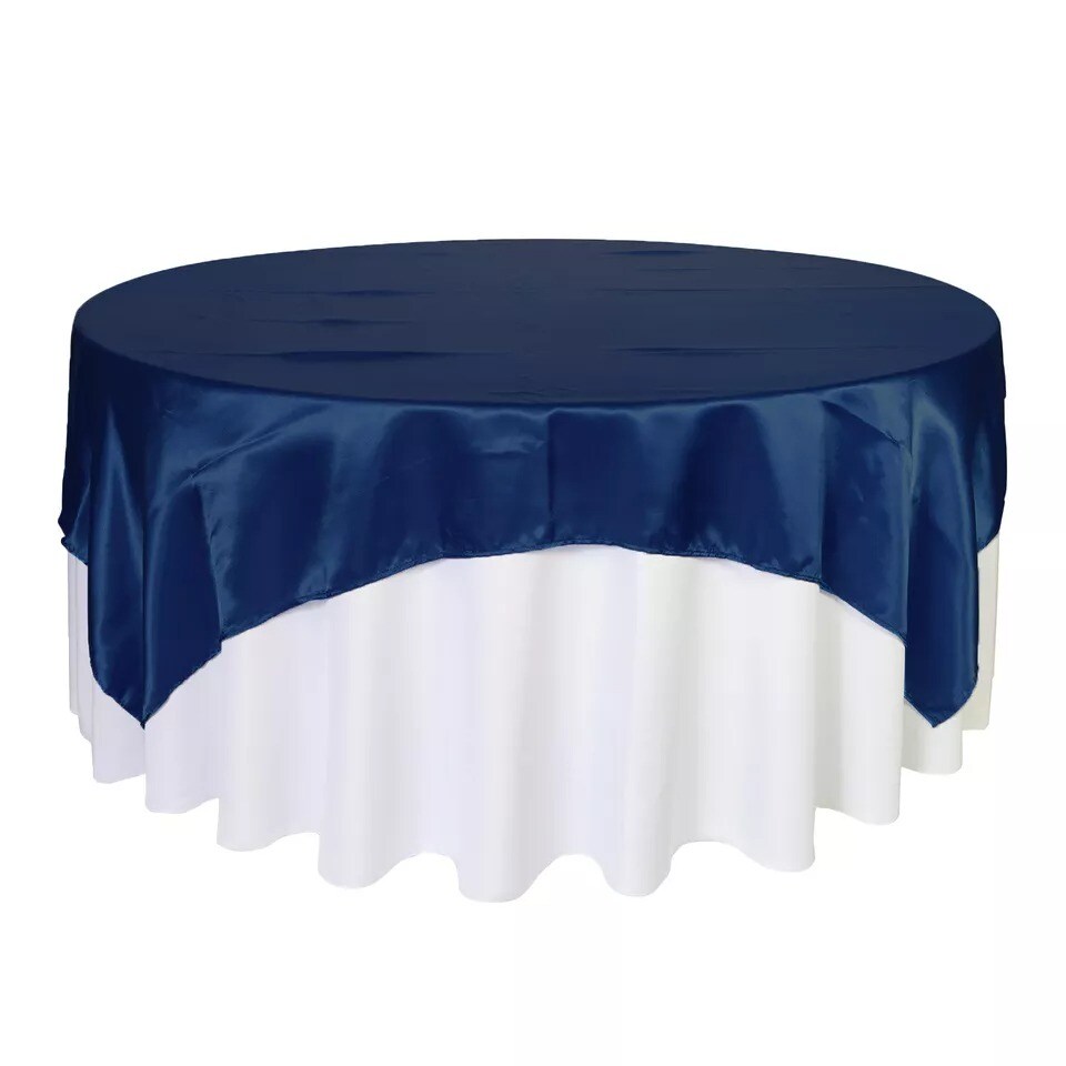 72 x 72 inches Square Satin Table Overlays, Color: Navy blue | Michaels