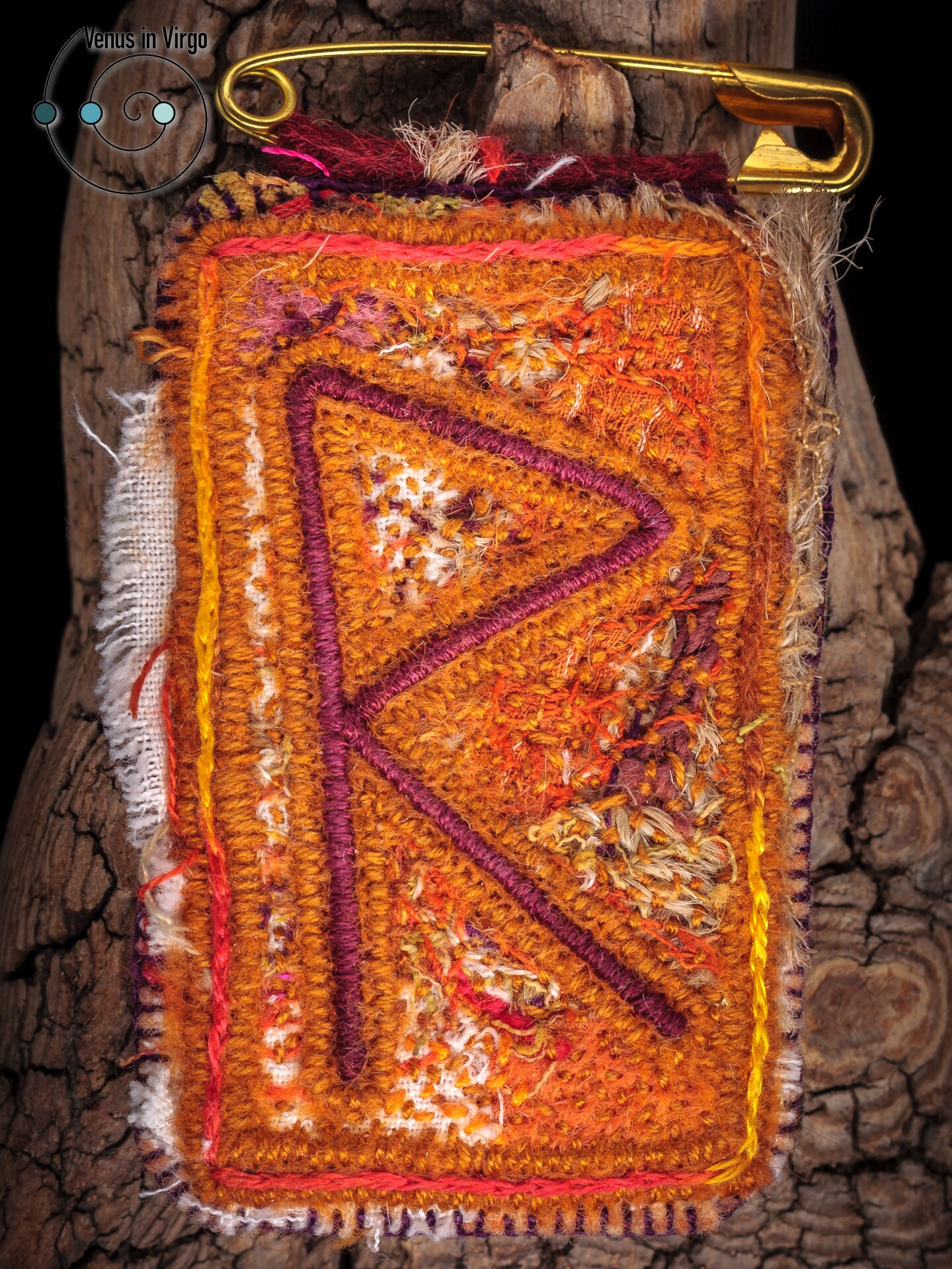 wish talisman, bag charm, safety pin boho amulet, Rune Raido (Raidho ...