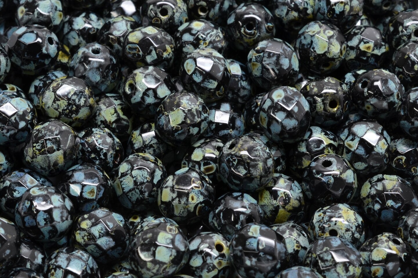 8mm Czech Fire Polish Beads, Jet Travertin, 25 pieces | Michaels