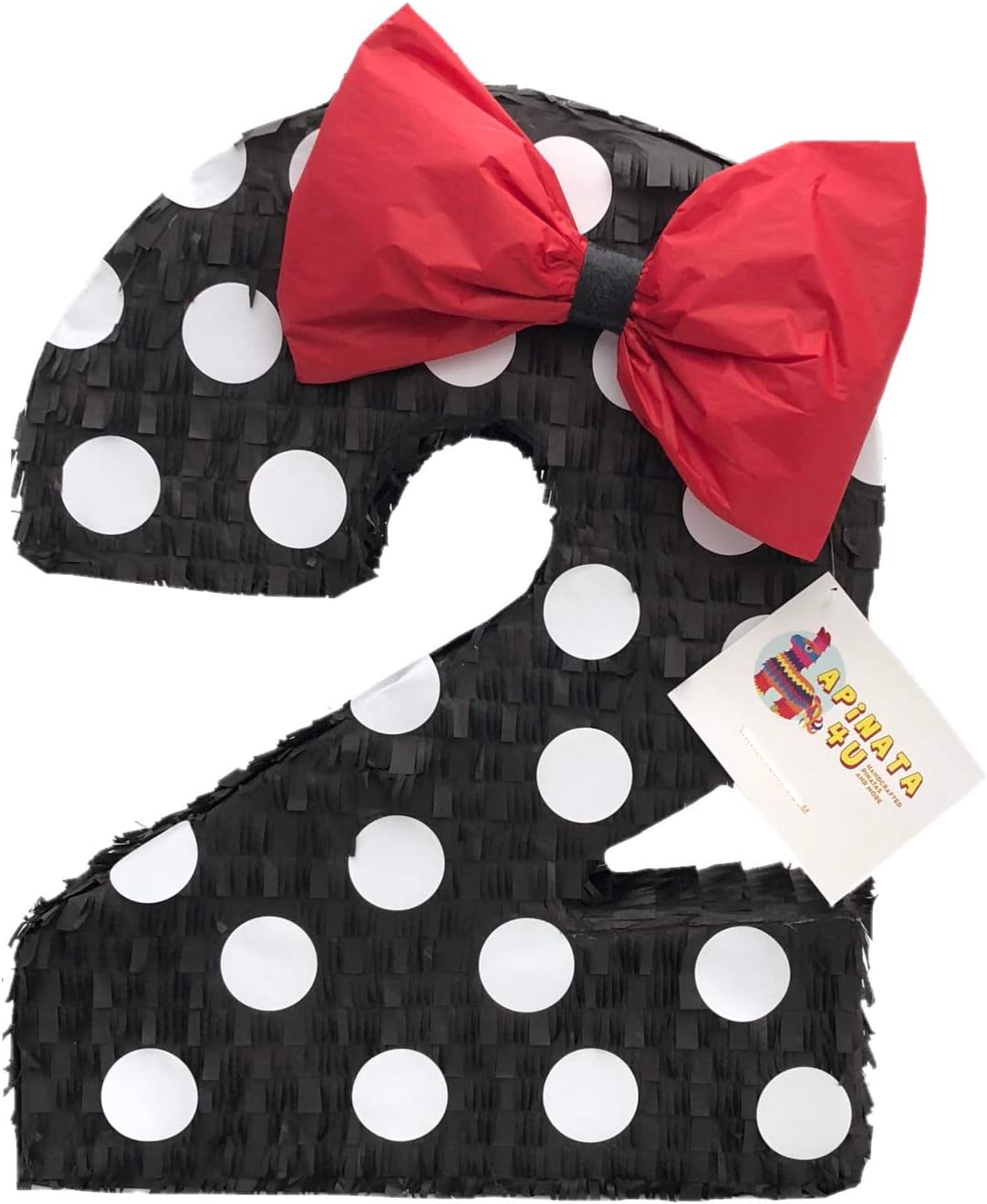Large Number Two Pinata Black and White Polka Dots 20" Second Birthday ...