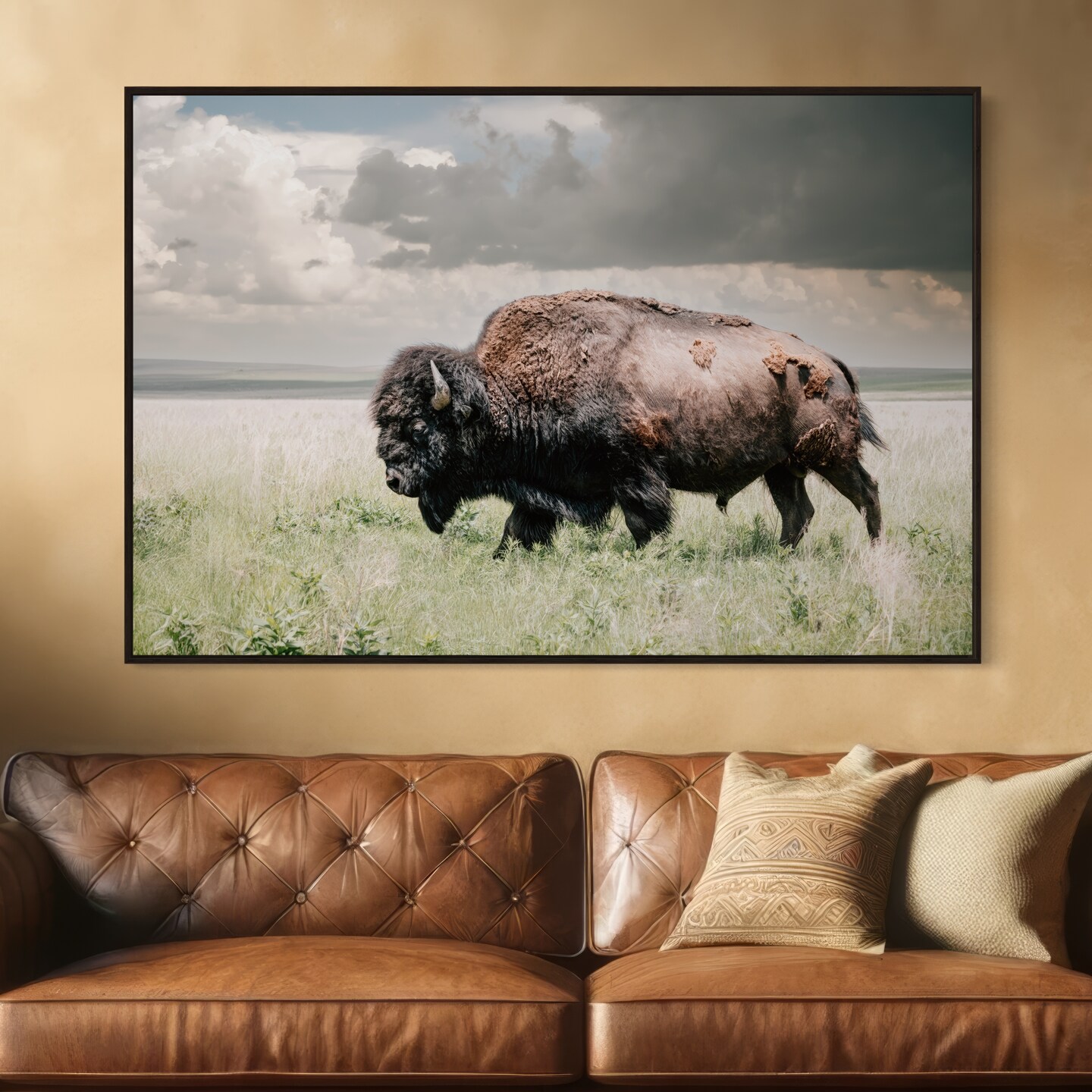 Bison Canvas Print - Buffalo Art - Large Western Decor Photo Wall Art ...