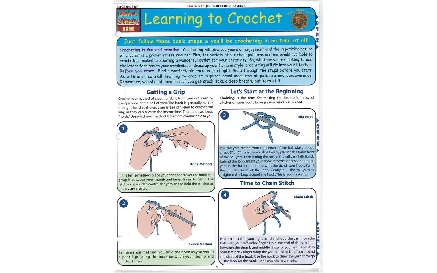 Quick Study Reference Guide Learning To Crochet Bk, Count: 1, Model ...