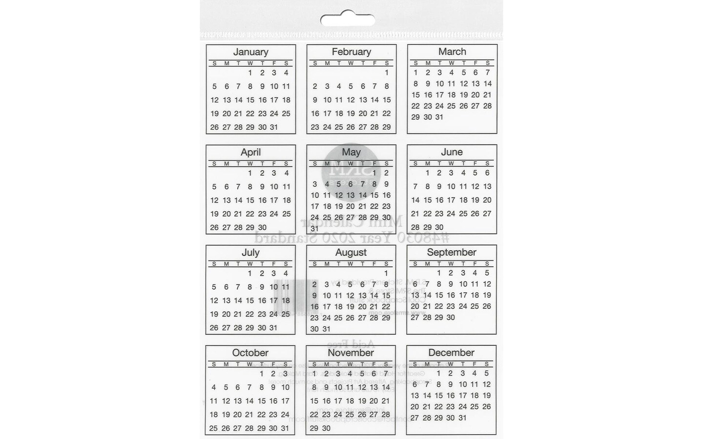 Srm Press Sticker Calendar Mini 2020 Standard | Michaels