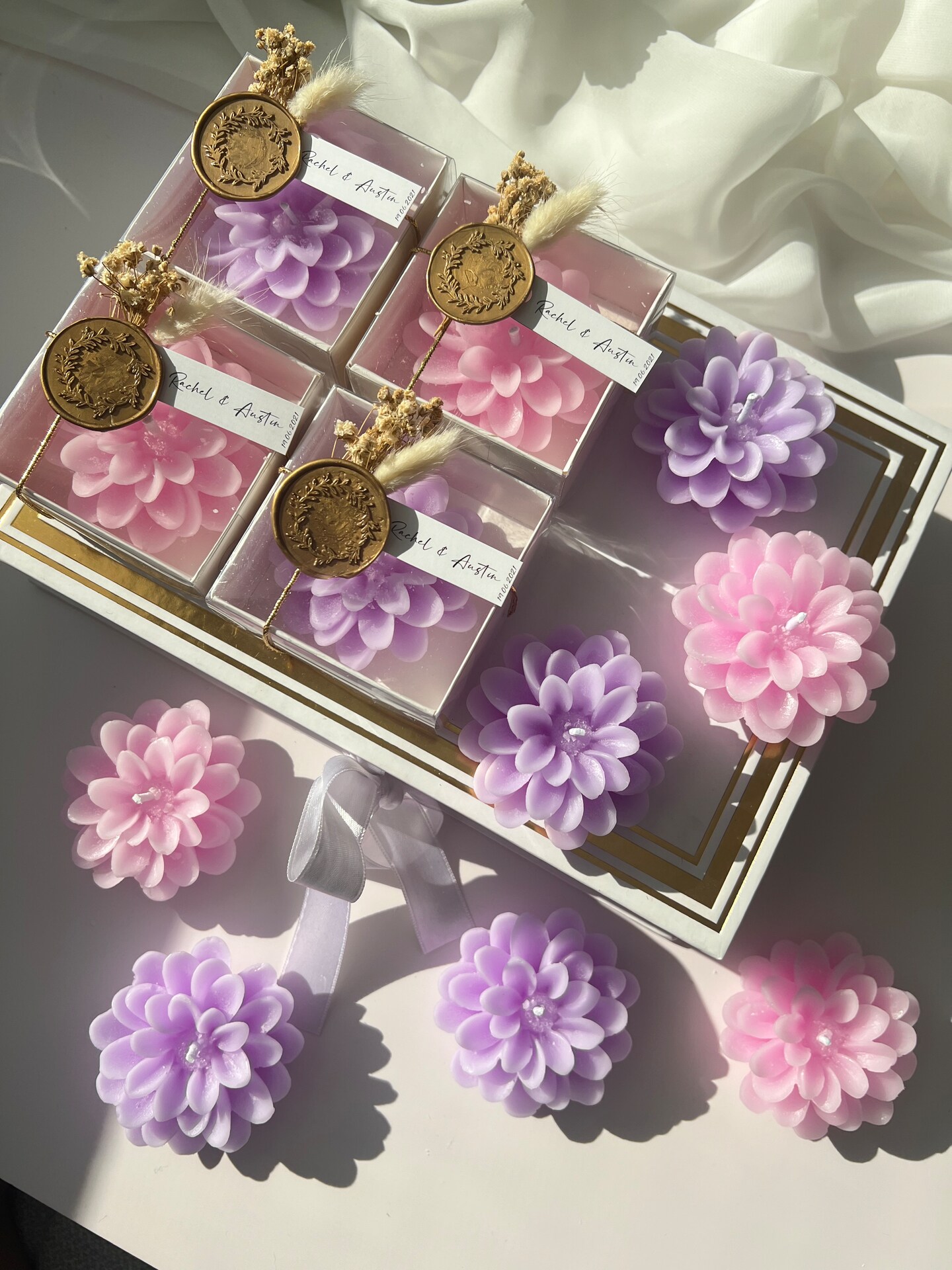 20pcs Pink Lotus Flower Candle Favors, Wedding Candle Favors for Guest, Quinceañera Favors ...