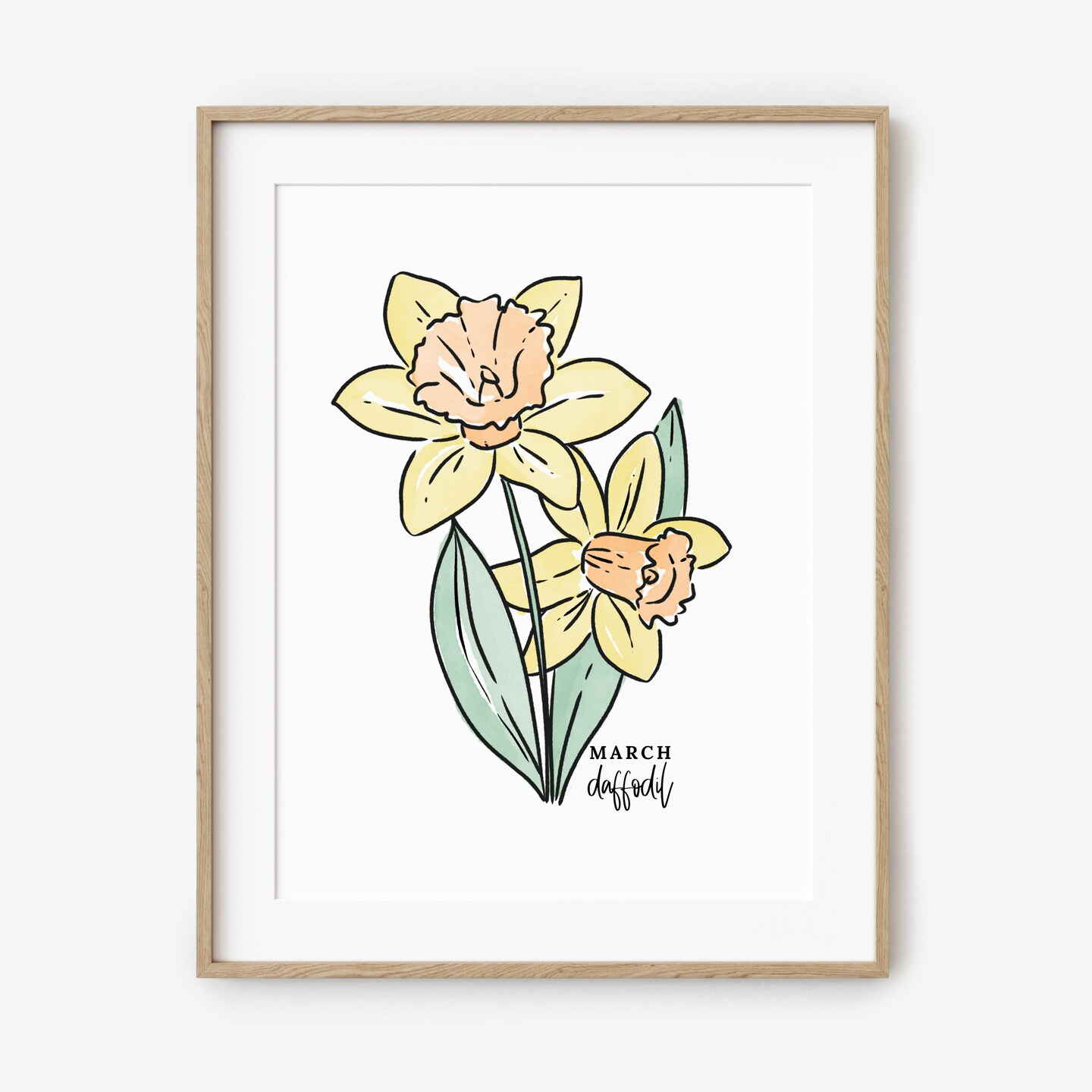 March Birth Flower Art Print | Daffodil Unframed Birthday Floral ...