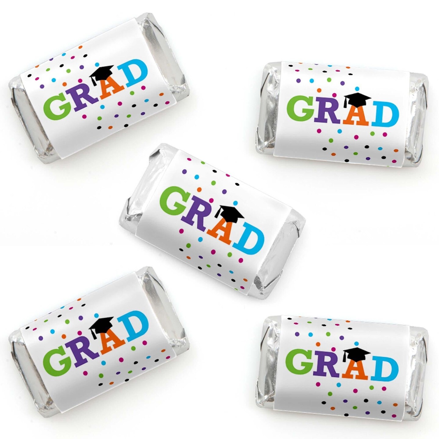 Big Dot of Happiness Hats Off Grad - Mini Candy Bar Wrapper Stickers ...