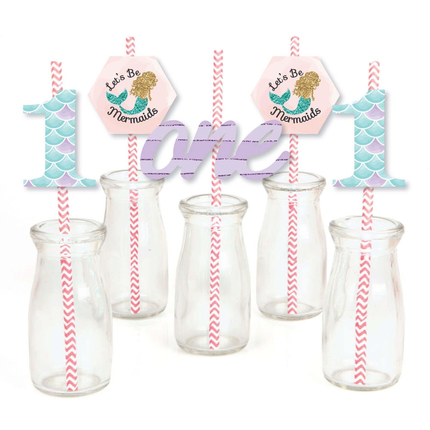 Big Dot of Happiness 1st Birthday Let's Be Mermaids - Paper Straw Decor ...
