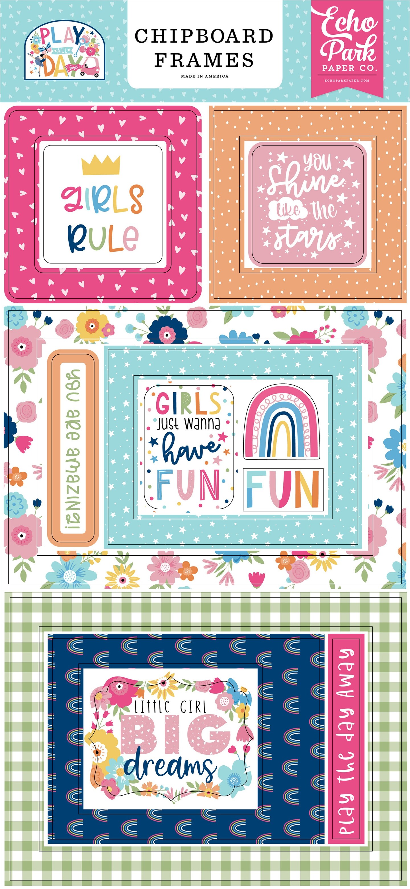 Play All Day Girl Chipboard 6"X13"-Frames | Michaels
